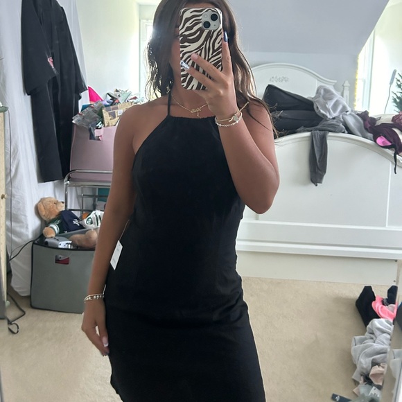 Urban Outfitters | Dresses | Urban Outfitters Black Halter Open Back ...
